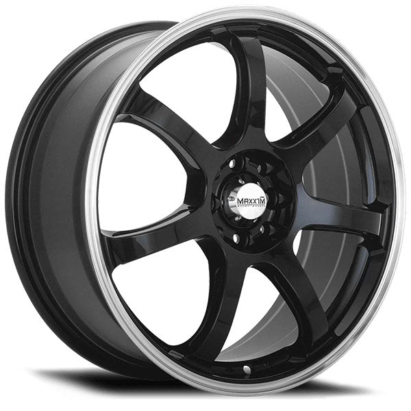 MAXXIM KNIGHT GLOSS BLACK WHEELS | 15X6.5 | 4X100/4X114.3 | OFFSET: 38 ...