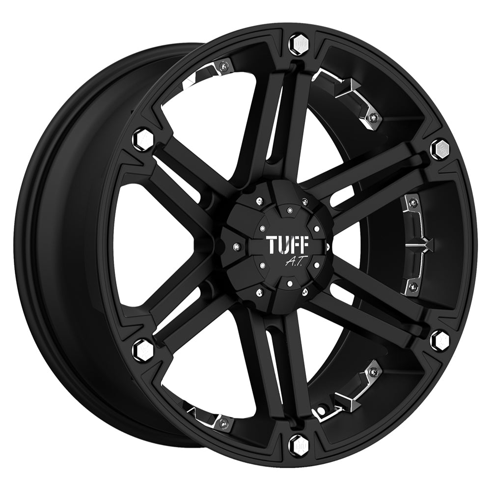 TUFF T01 FLAT BLACK WITH CHROME INSERTS WHEELS | 18X9 | 6X139.7 | OFFS ...